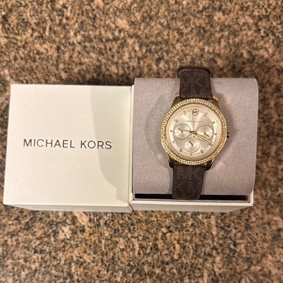 Michael Kors | Accessories | Michael Kors Gold And Dark Brown ...